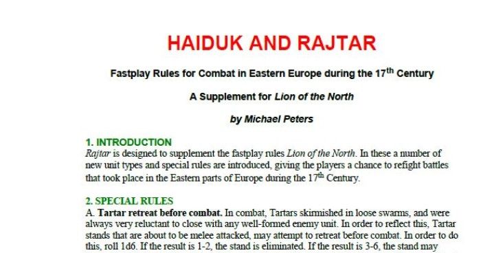 Haiduk and Rajtar: A Supplement for Lion of the North | Board Game ...