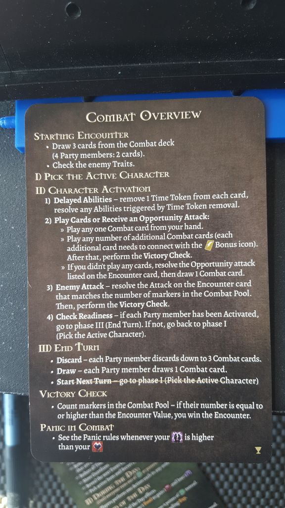 Updated Combat play Aid card misleading | Tainted Grail: The Fall of Avalon