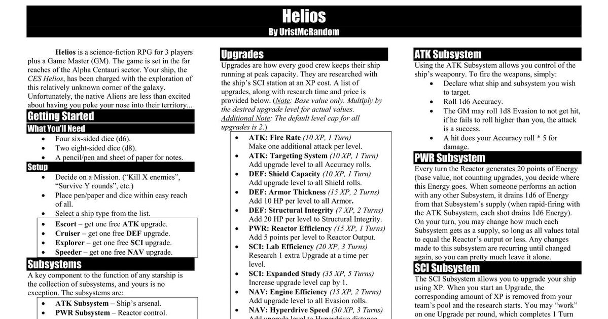 Helios | RPG Item | BoardGameGeek