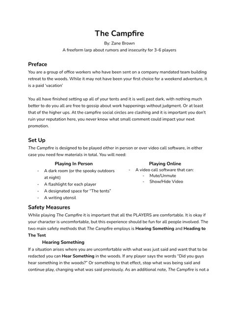 The Campfire | RPG Item | RPGGeek