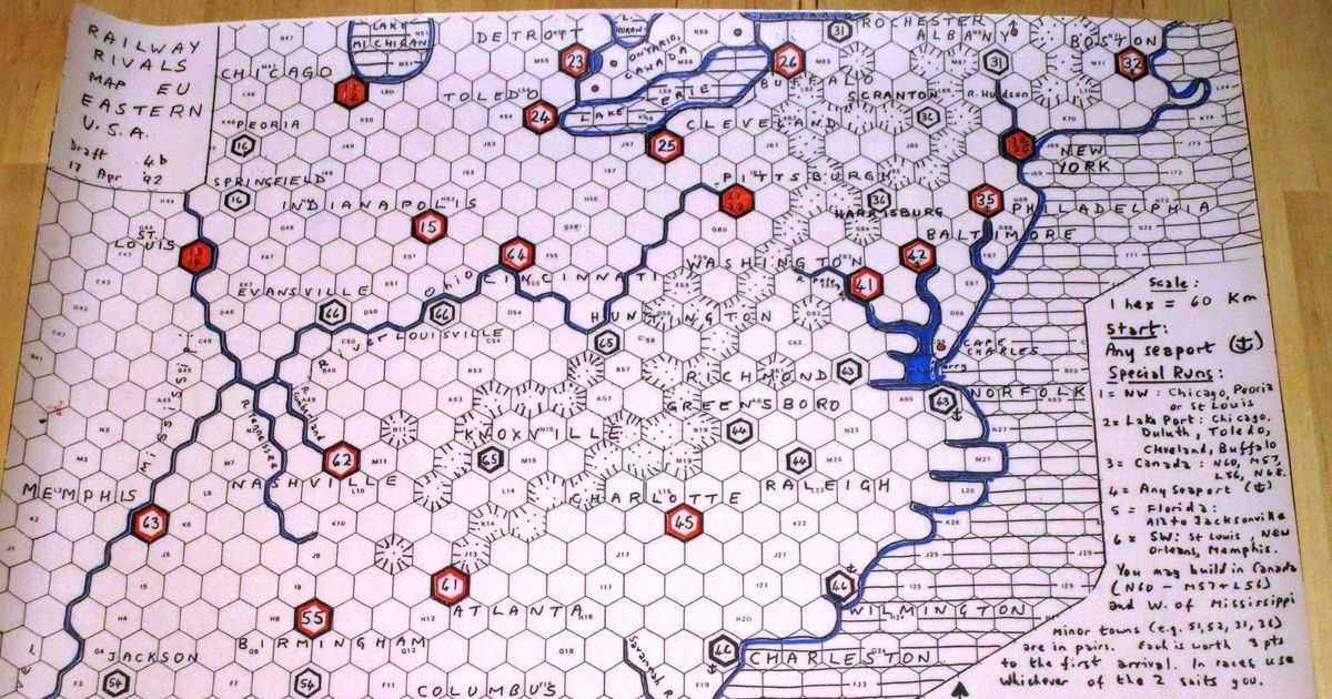 Railway Rivals Map EU: Eastern U.S.A. | Board Game | BoardGameGeek