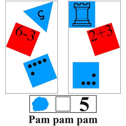 6_D card deck - colour shape value (number) board game | Pam pam pam