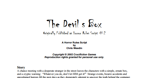 The Devil's Box | RPG Item | RPGGeek