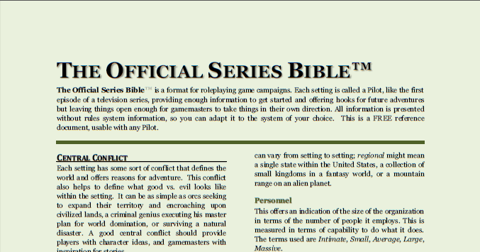 The Official Series Bible | RPG Item | RPGGeek