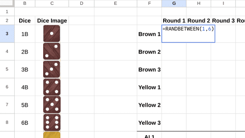 III. Building the Dice engine | DIY Board Game Spreadsheet Build ...