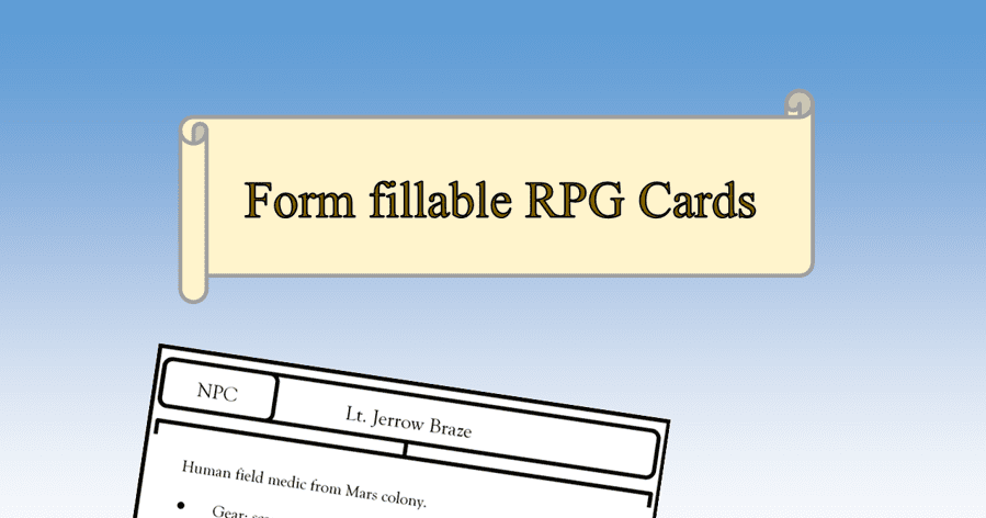 Form Fillable RPG Cards | RPG Item | RPGGeek