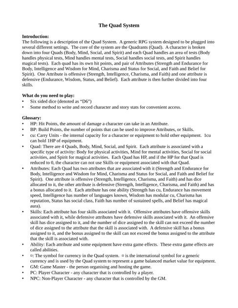 The Quad System | RPG Item | RPGGeek