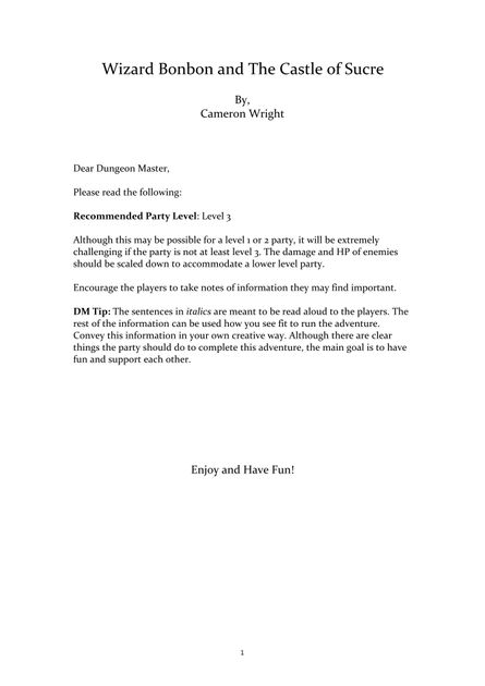 Wizard Bonbon and the Castle of Sucre | RPG Item | RPGGeek