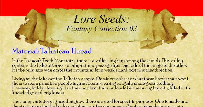 Lore Seeds: Fantasy Collection 03 | RPG Item | RPGGeek