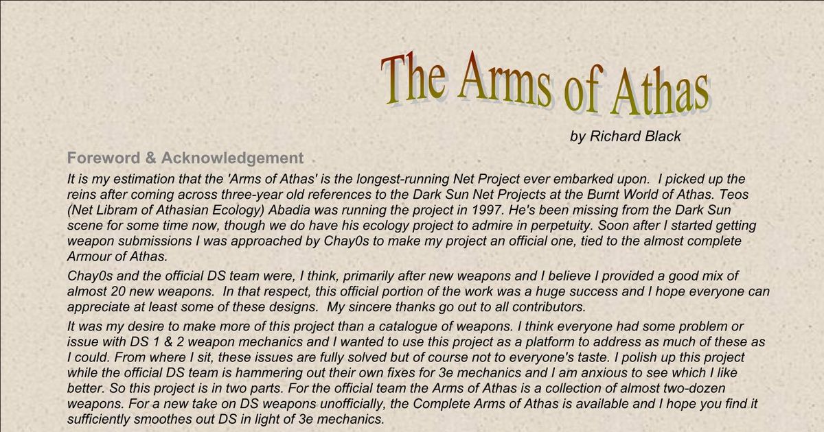 The Arms of Athas | RPG Item | BoardGameGeek