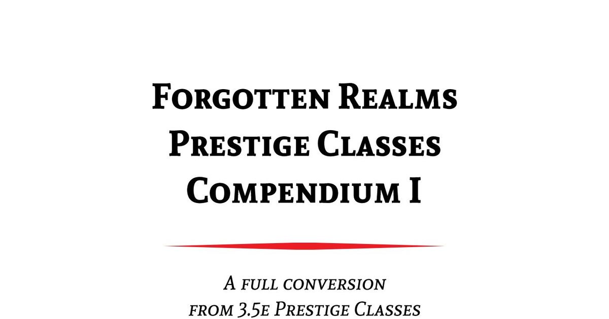 Forgotten Realms Prestige Classes Compendium I | RPG Item | RPGGeek