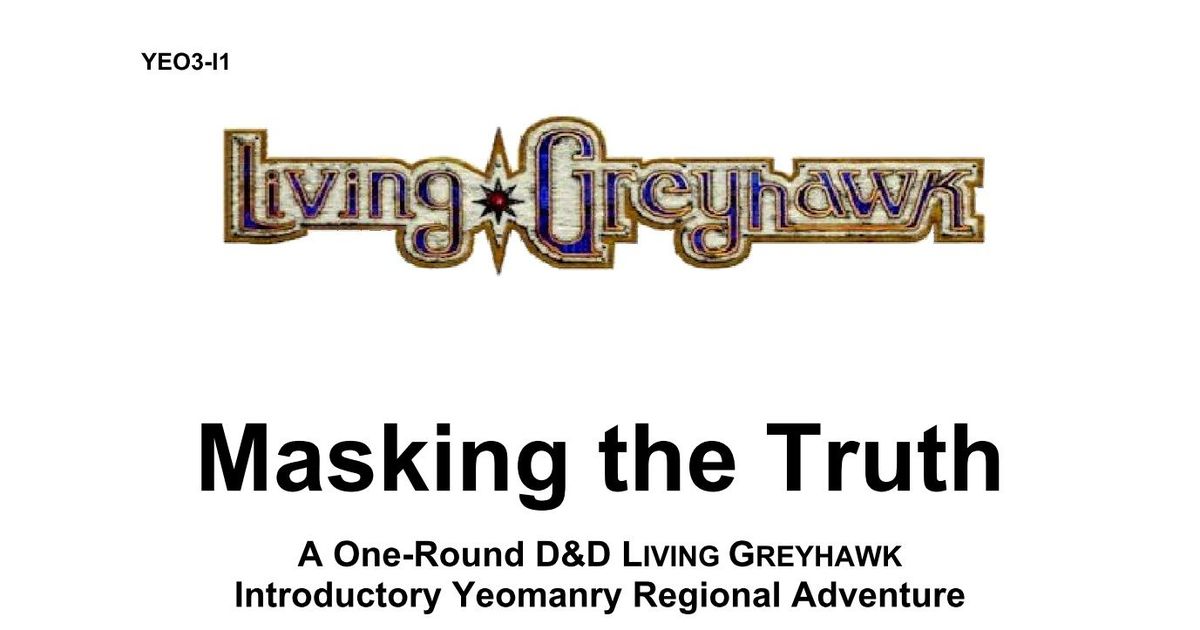 YEO3-I1: Masking the Truth | RPG Item | RPGGeek