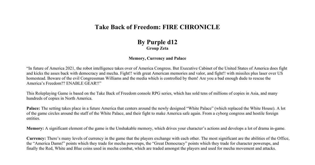 Take Back of Freedom: FIRE CHRONICLE | RPG Item | BoardGameGeek