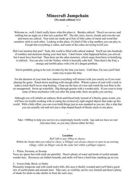 Minecraft Jumpchain | RPG Item | RPGGeek