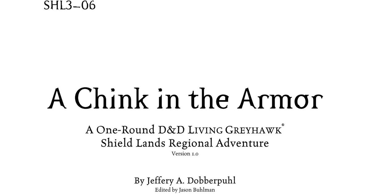 SHL3-06: A Chink in the Armor | RPG Item | RPGGeek