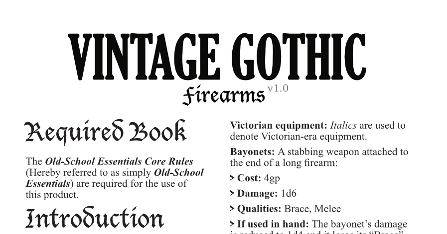 Vintage Gothic: Firearms | RPG Item | RPGGeek