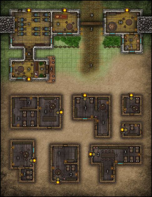 VTT Map Set 087: Guard Garrison at the City Gate & Shanty Town Shacks ...