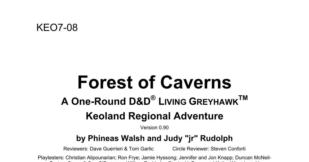 KEO7-08: Forest of Caverns | RPG Item | RPGGeek