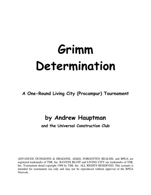 Grimm Determination | RPG Item | RPGGeek