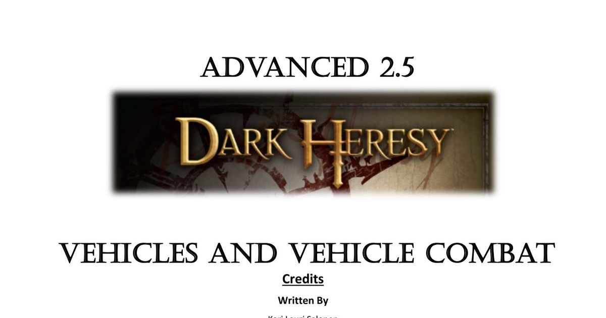 Advanced Dark Heresy 2.5 Vehicles and Vehicle Combat | RPG Item ...