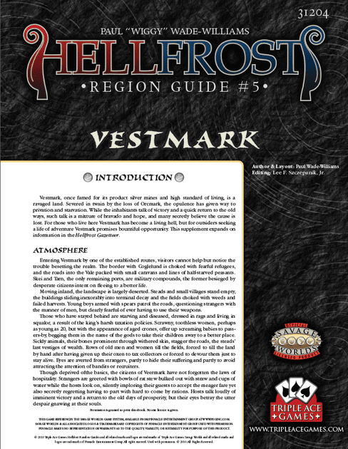 Hellfrost Region Guide #05: Vestmark | RPG Item | RPGGeek