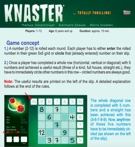 Rules: Knaster | Juegos Roll & Write