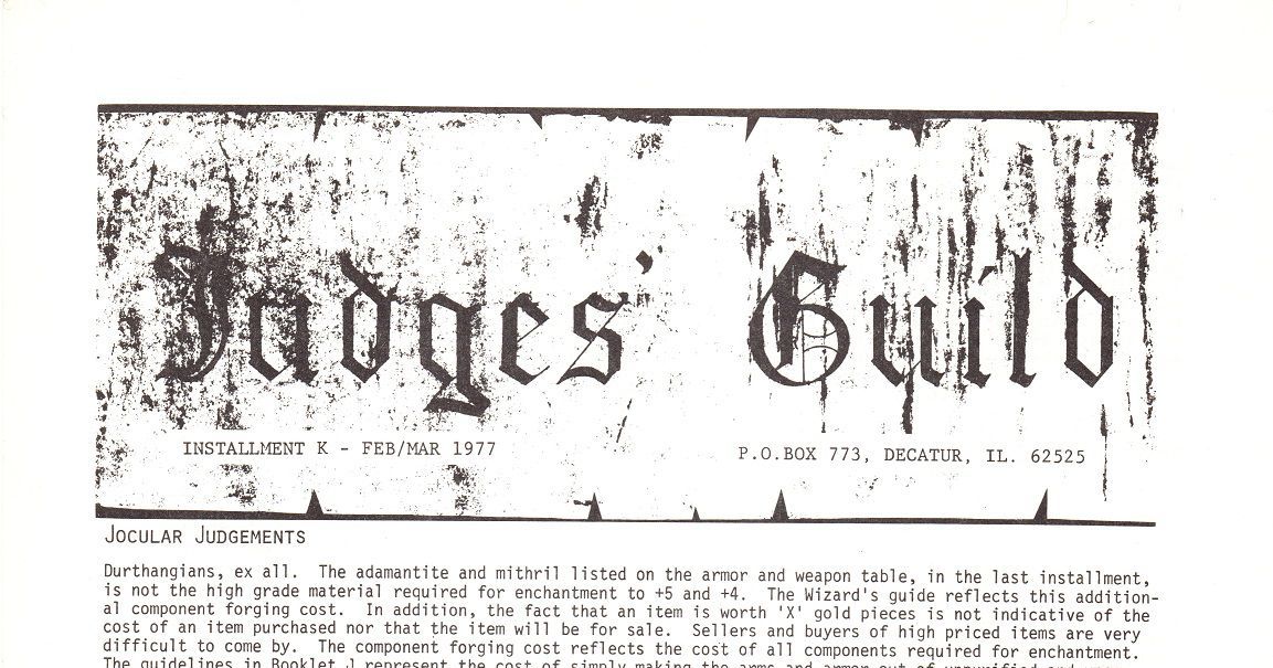 Judges Guild Journal (Installment K - Feb/Mar 1977) | Issue | RPGGeek