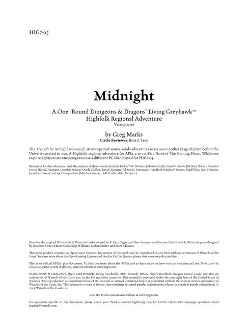 HIG7-05: Midnight | RPG Item | RPGGeek