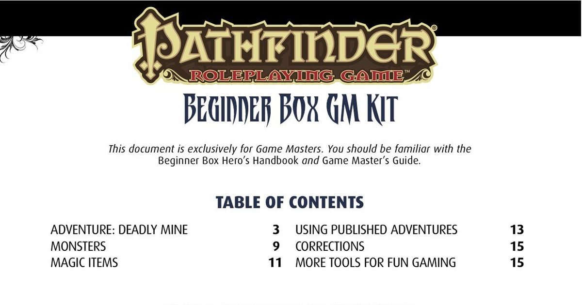 Pathfinder Roleplaying Game: Beginner Box GM Kit | RPG Item | RPGGeek