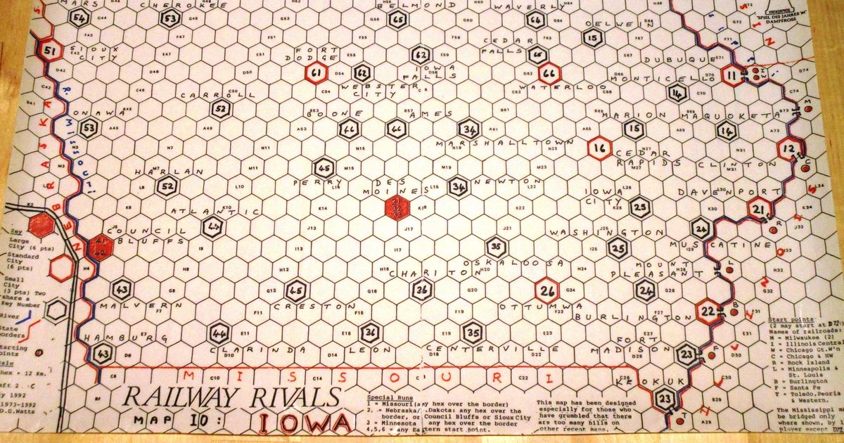 Railway Rivals Map IO: Iowa | Board Game | BoardGameGeek