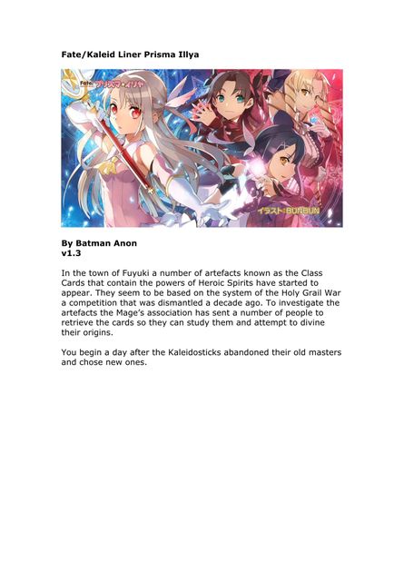 Fate/Kaleid Liner Prisma Illya | RPG Item | RPGGeek