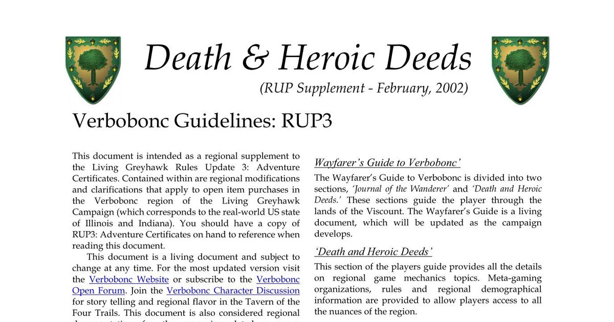RUP3: Death & Heroic Deeds | RPG Item | RPGGeek