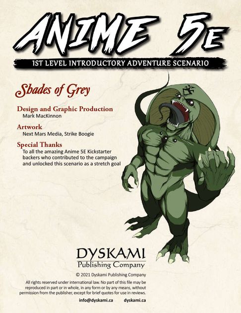 Anime 5E 1st Level Introductory Adventure Scenario: Shades of Grey ...