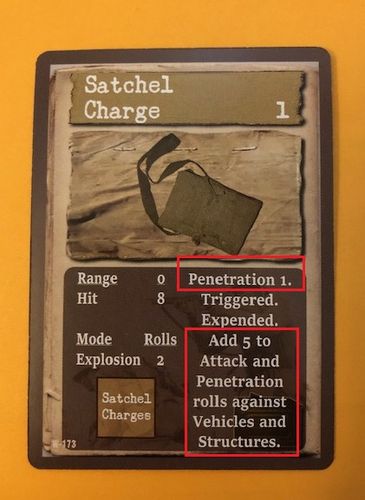 Satchel charge penetration | Warfighter: The WWII Tactical Combat Card Game