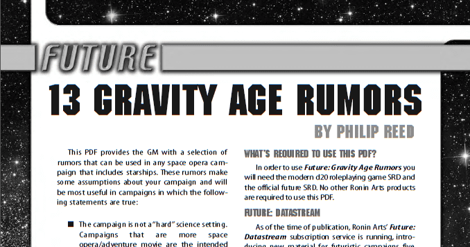 13 Gravity Age Rumors | RPG Item | RPGGeek
