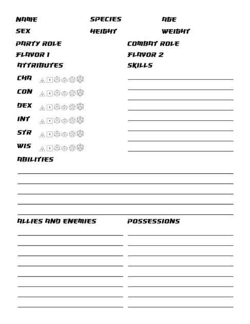 The Exodus System Character Sheets | RPG Item | RPGGeek