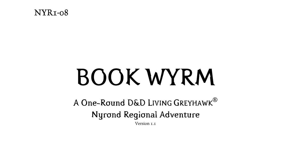 NYR1-08: Book Wyrm | RPG Item | RPGGeek