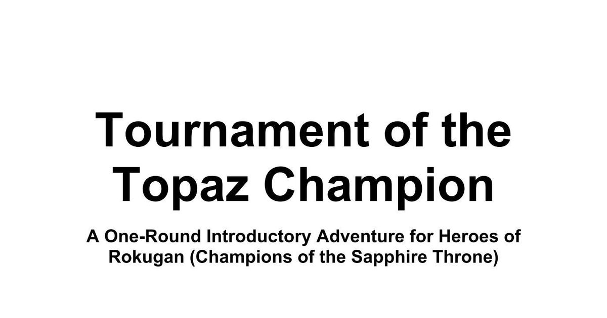 ST00: Tournament of the Topaz Champion | RPG Item | RPGGeek