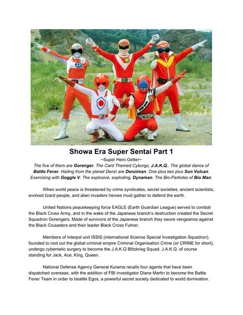 Showa Era Super Sentai Part 1 | RPG Item | RPGGeek