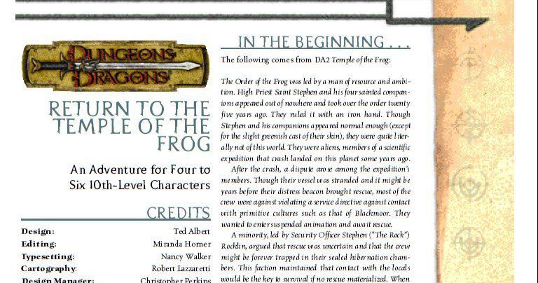 Return to the Temple of the Frog | RPG Item | RPGGeek