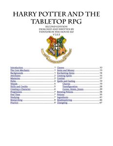 Harry Potter and the Tabletop RPG (2nd Ed.) | RPG Item | BoardGameGeek