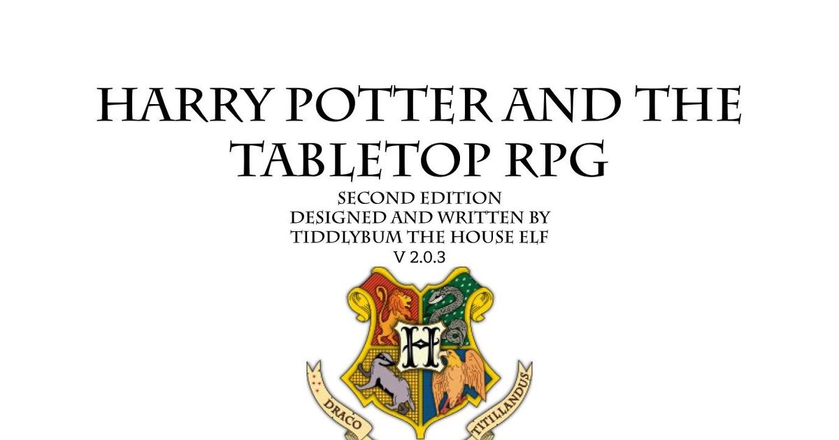 Harry Potter and the Tabletop RPG (2nd Ed.) | RPG Item | RPGGeek