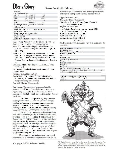 Bizarre Beasties #3: Behemet | RPG Item | RPGGeek