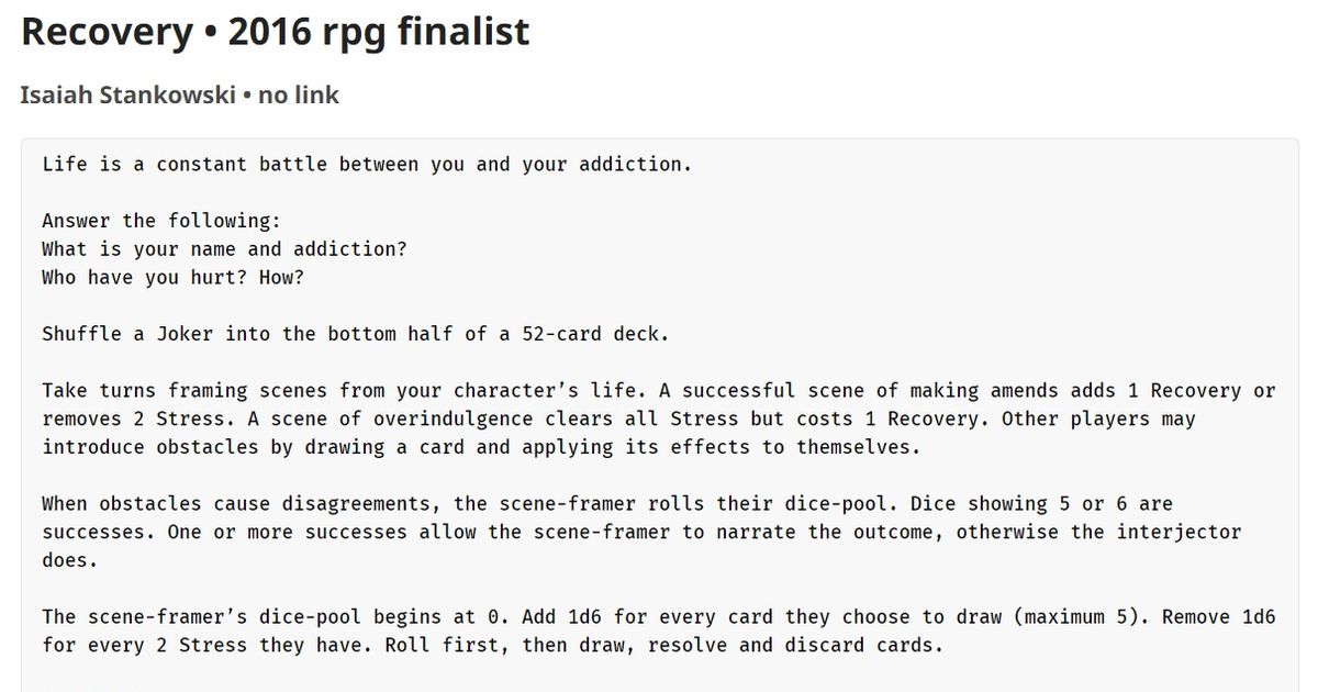 Recovery | RPG Item | BoardGameGeek