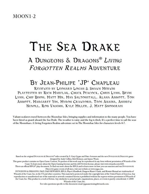 MOON1-2: The Sea Drake | RPG Item | RPGGeek