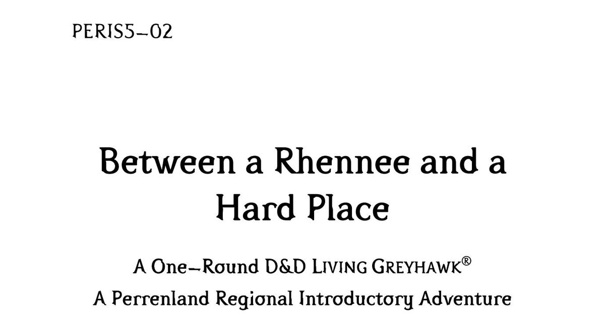 PERIS5-02: Between a Rhennee and a Hard Place | RPG Item | RPGGeek