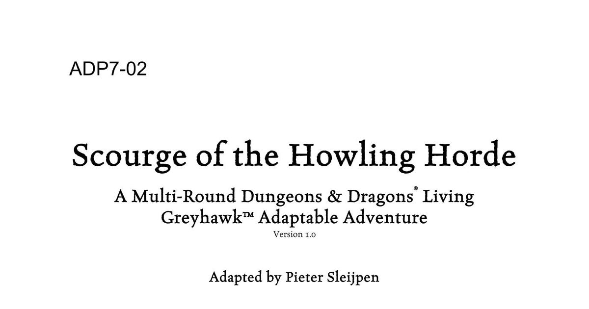 ADP7-02: Scourge of the Howling Horde | RPG Item | RPGGeek