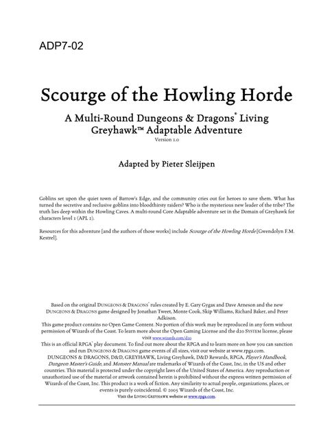 ADP7-02: Scourge of the Howling Horde | RPG Item | RPGGeek