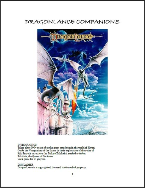 Dragonlance Companions | Board Game | BoardGameGeek