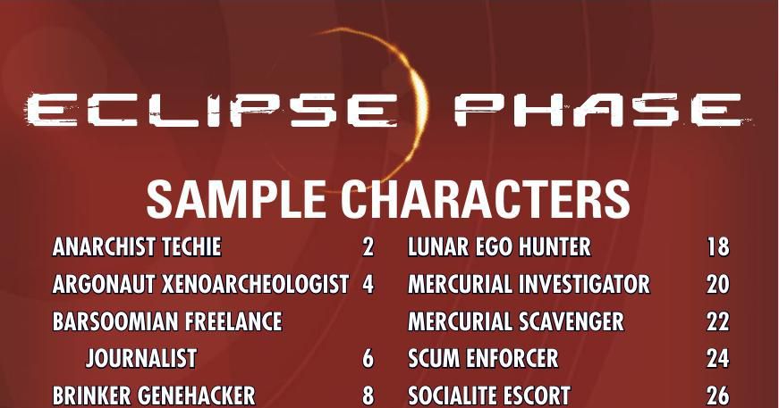 Eclipse Phase Sample Characters | RPG Item | RPGGeek